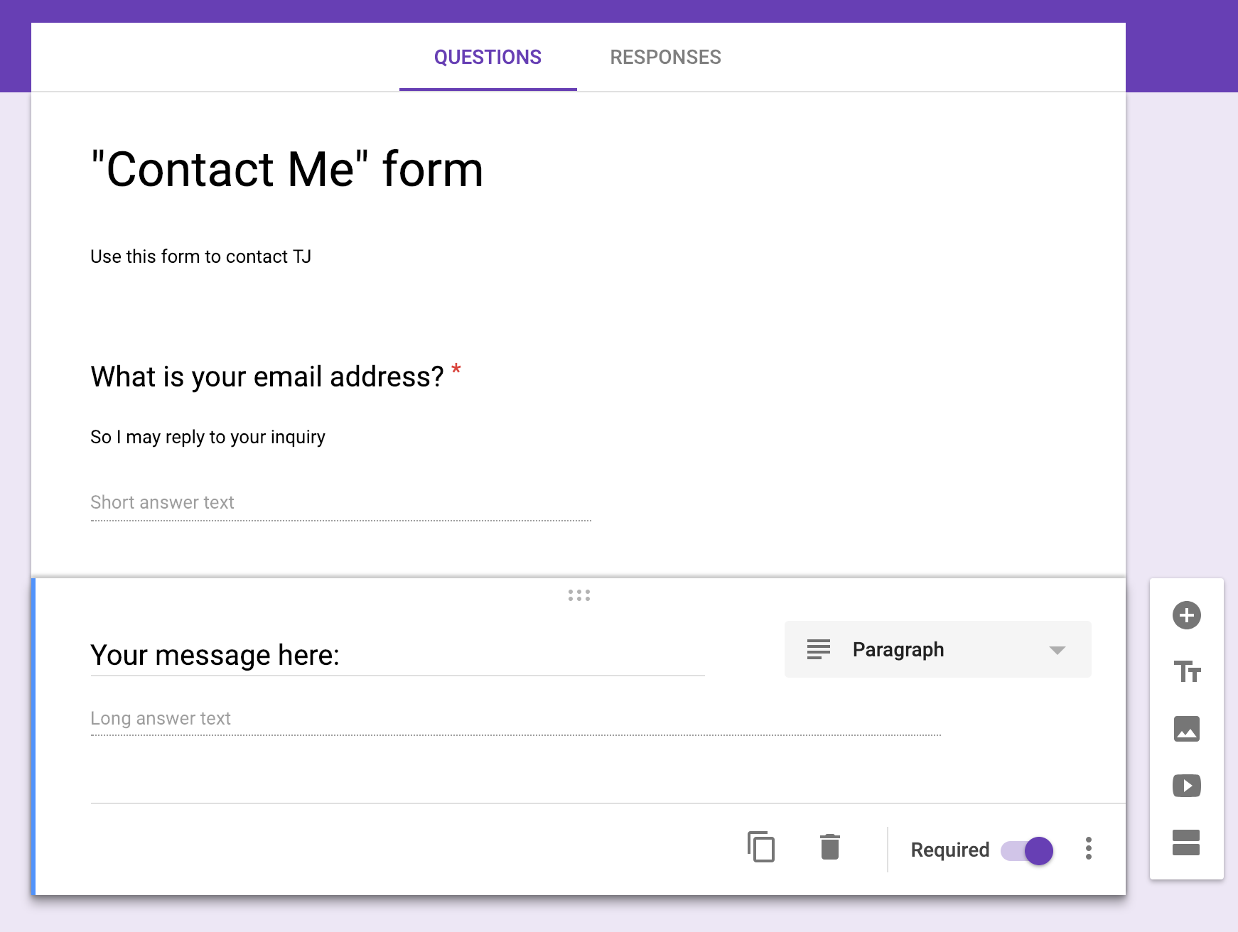 Spam Resistant “Contact Me” Link using Google Forms